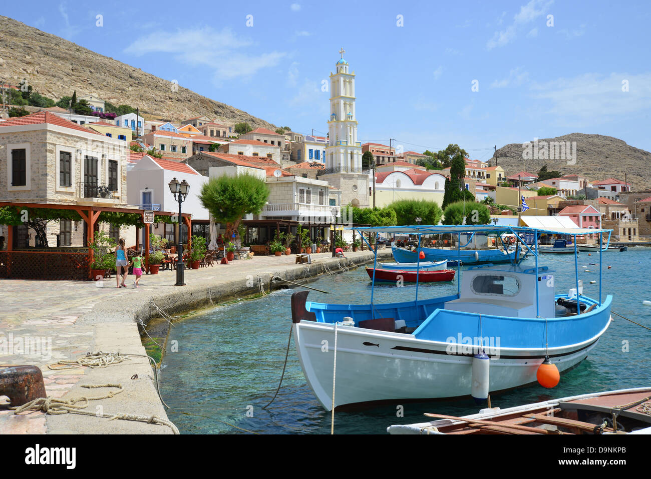 Waterfront, Port of Emporio, Halki (Chalki), Rhodes (Rodos) Region ...