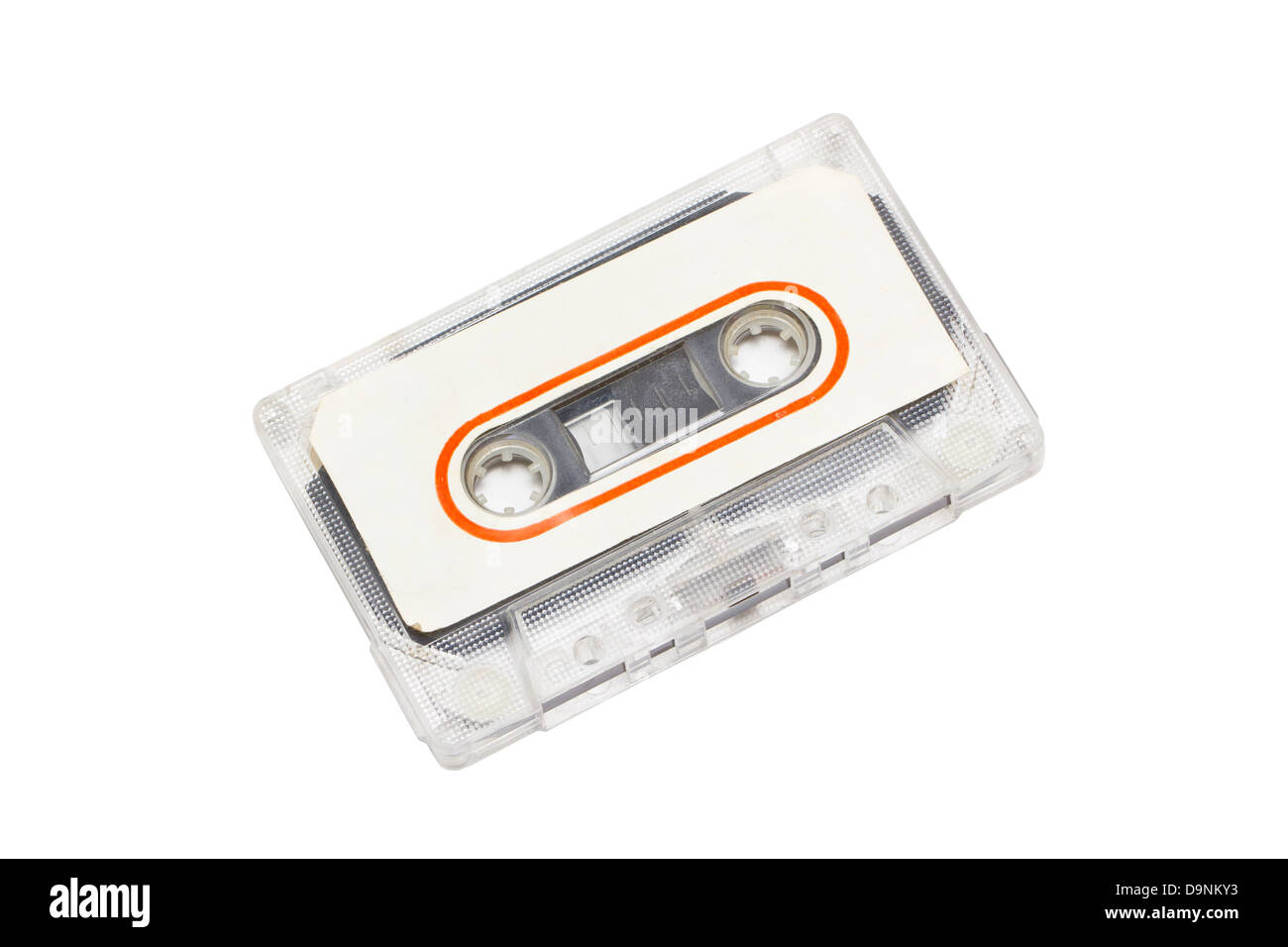 Audio cassette with label isolated on white background Stock Photo - Alamy