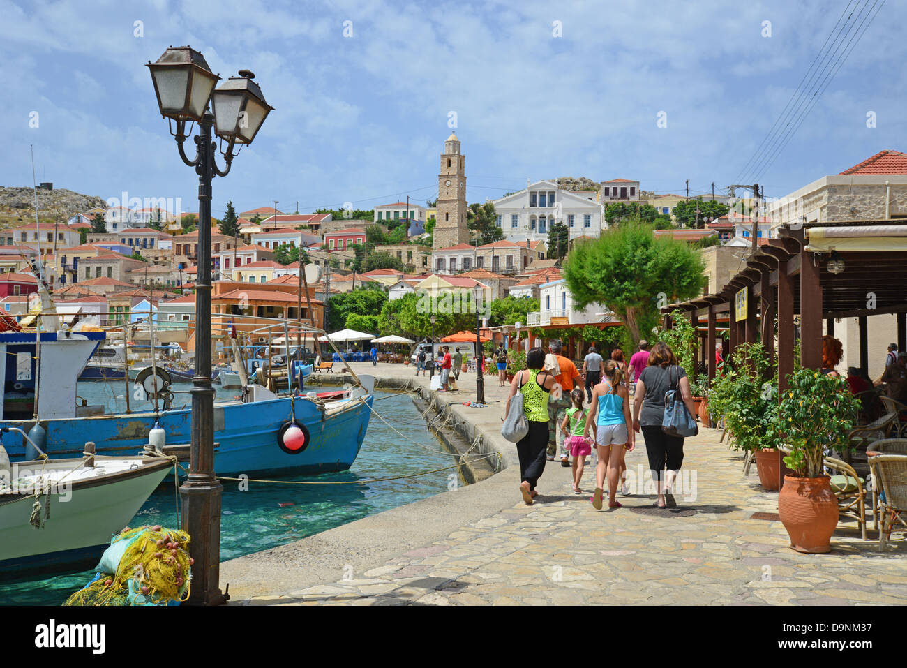 Waterfront, Port of Emporio, Halki (Chalki), Rhodes (Rodos) Region ...