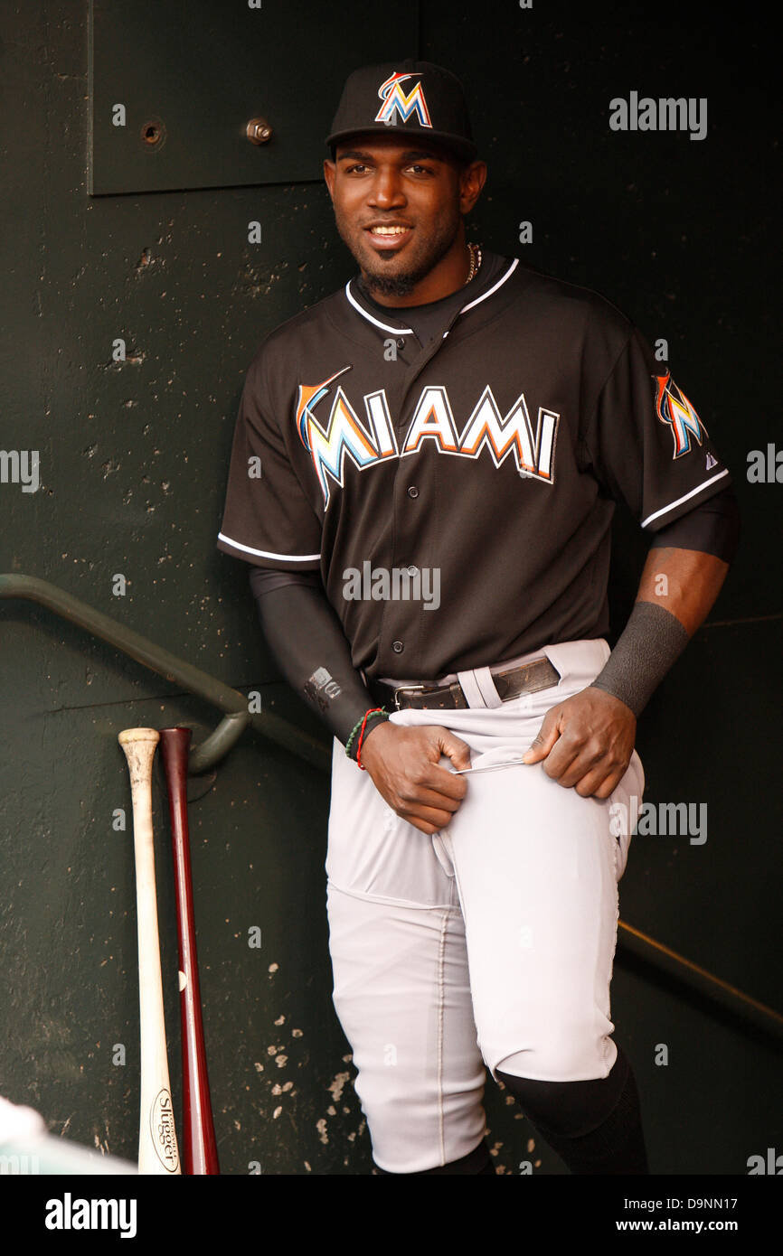 San Francisco, CA, USA. June 23, 2013. Miami outfielder Marcell Ozuna ...