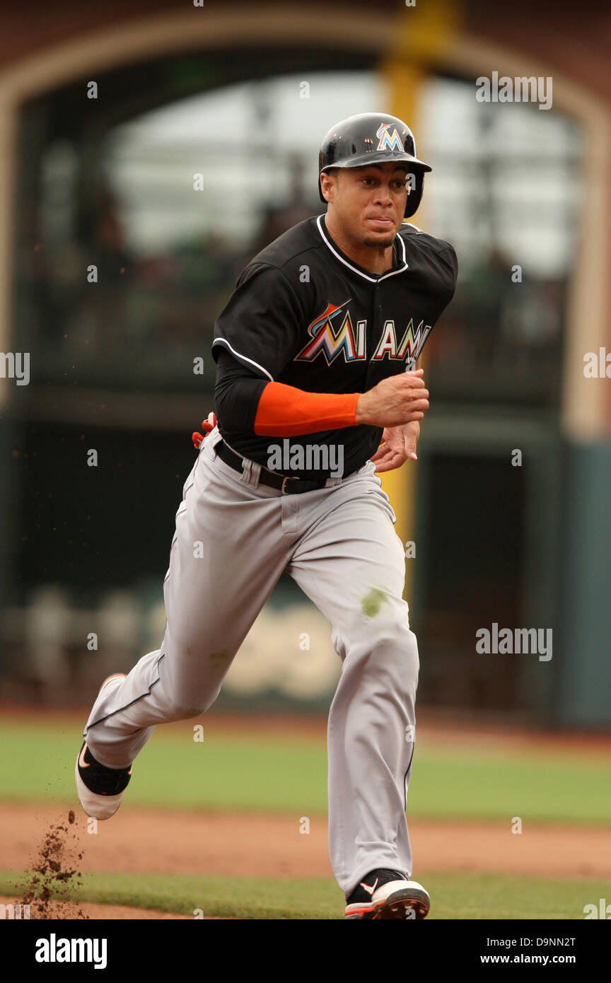 San Francisco, CA, USA. June 23, 2013. Miami's Giancarlo Stanton during ...