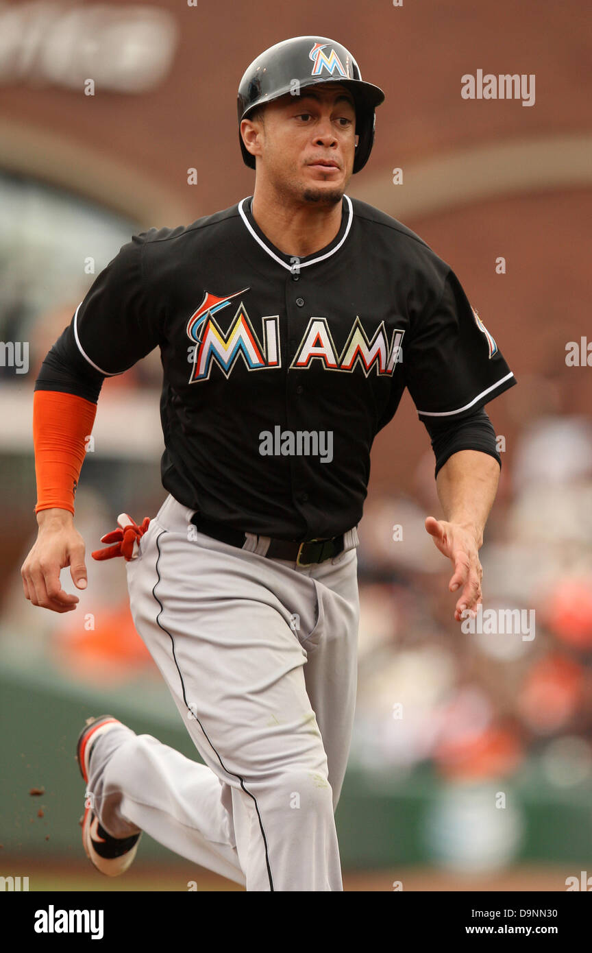 San Francisco, CA, USA. June 23, 2013. Miami's Giancarlo Stanton during ...