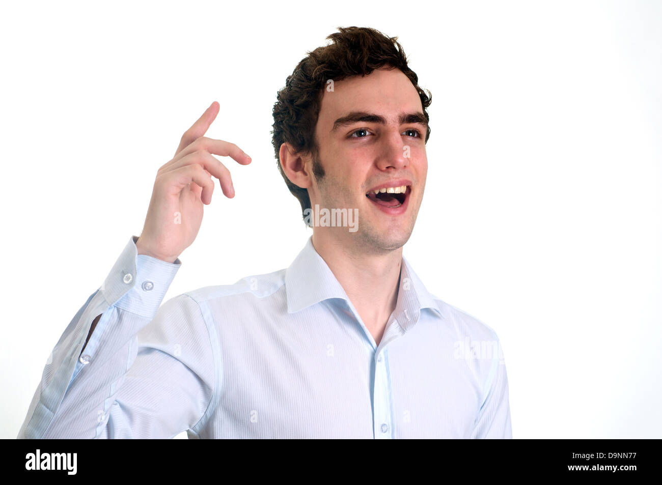Professional young man thinking, ring a bell Stock Photo - Alamy