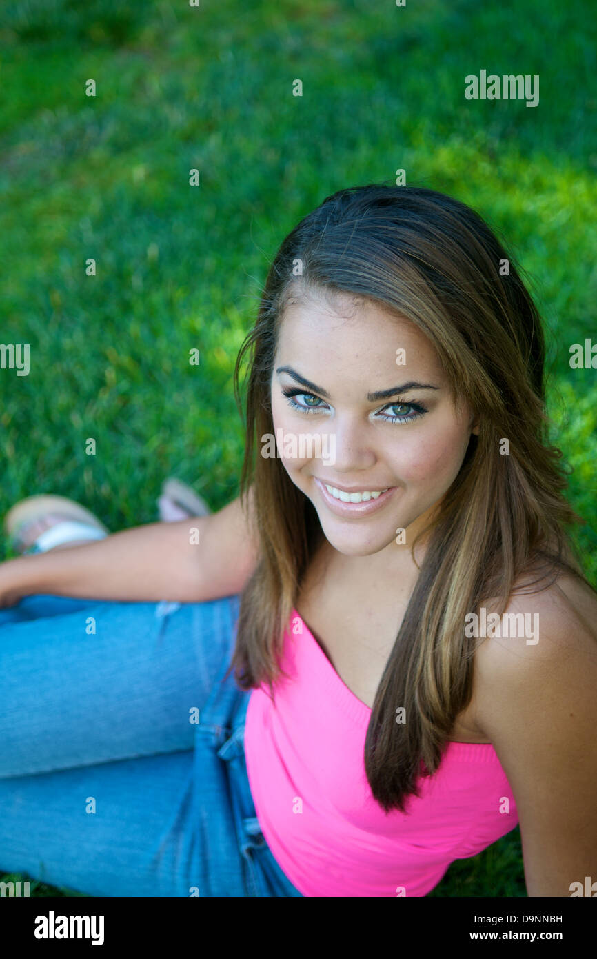 Beautiful multi-racial teenage girl in the nature Stock Photo - Alamy
