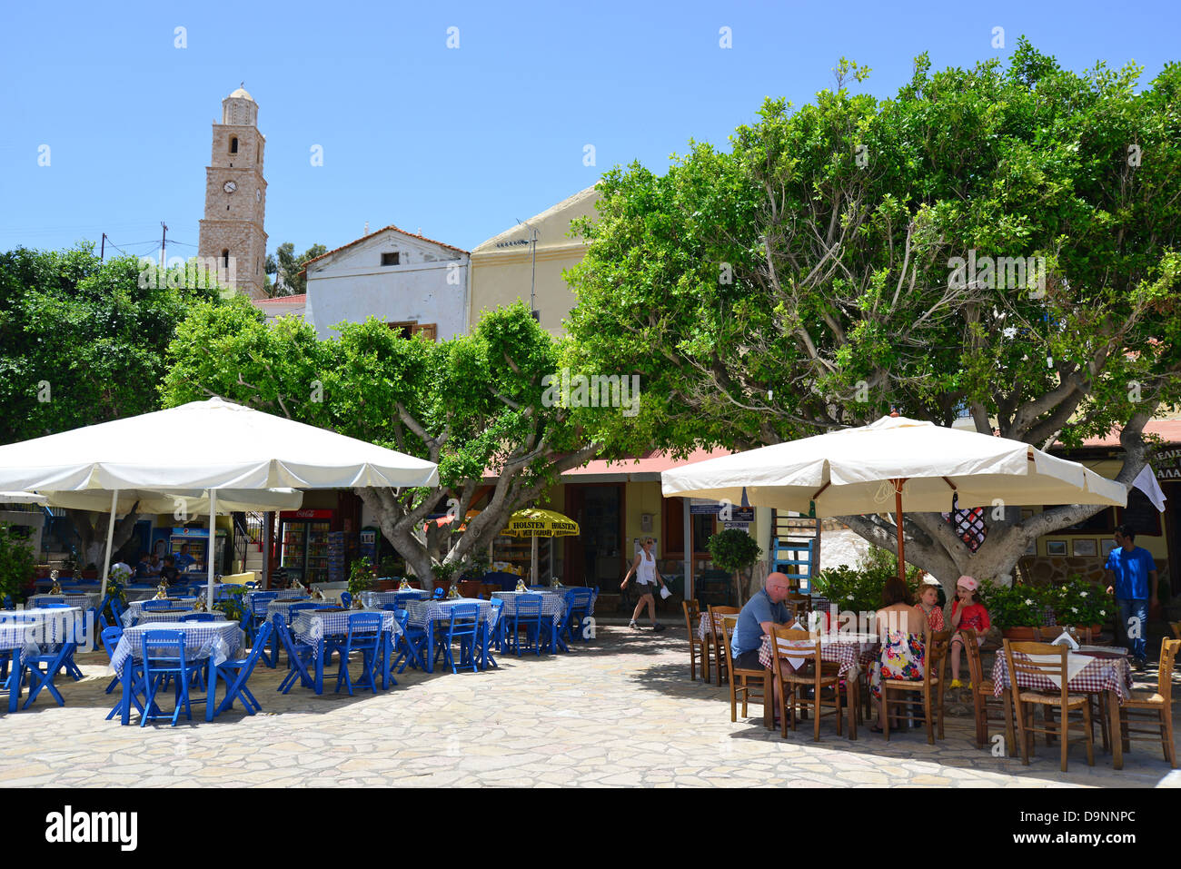 Waterfront tavernas, Port of Emporio, Halki (Chalki), Rhodes (Rodos ...