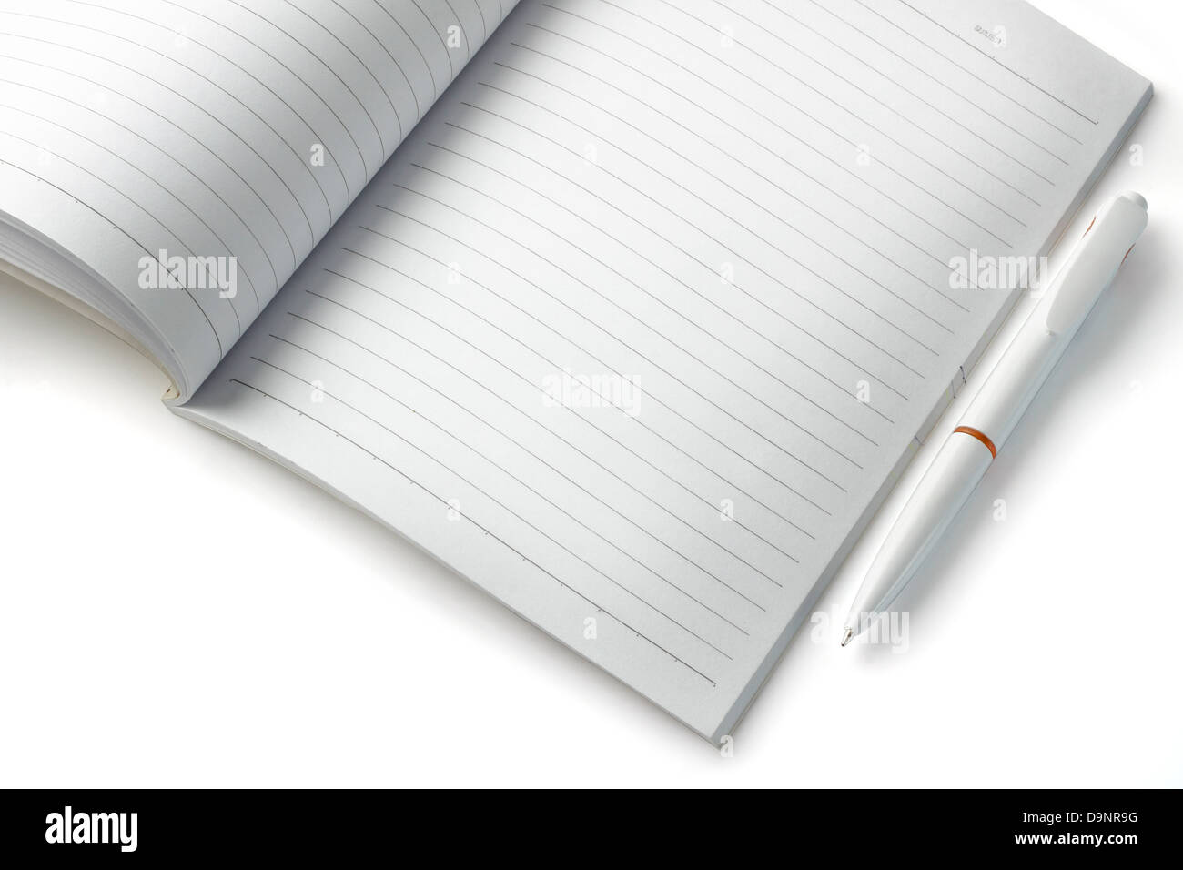 paper note with a pen on white background Stock Photo - Alamy