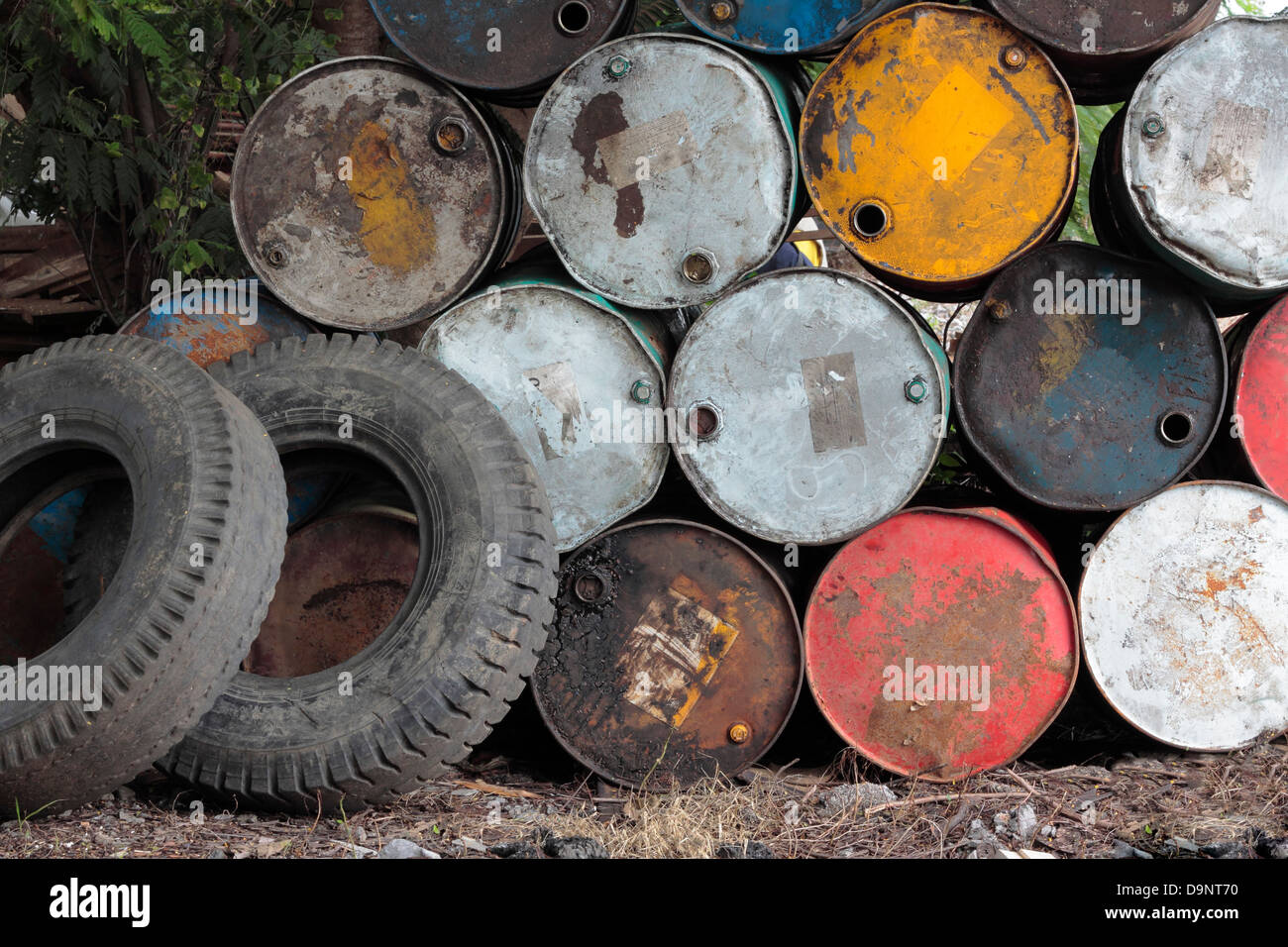 Oil drums stacked hi-res stock photography and images - Alamy