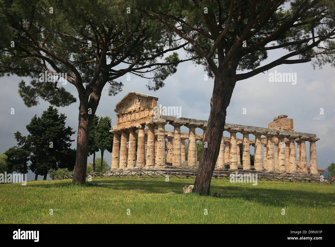 The Athenaion, Ceres or Athene temple in Paestum, Campania, Italy Stock ...