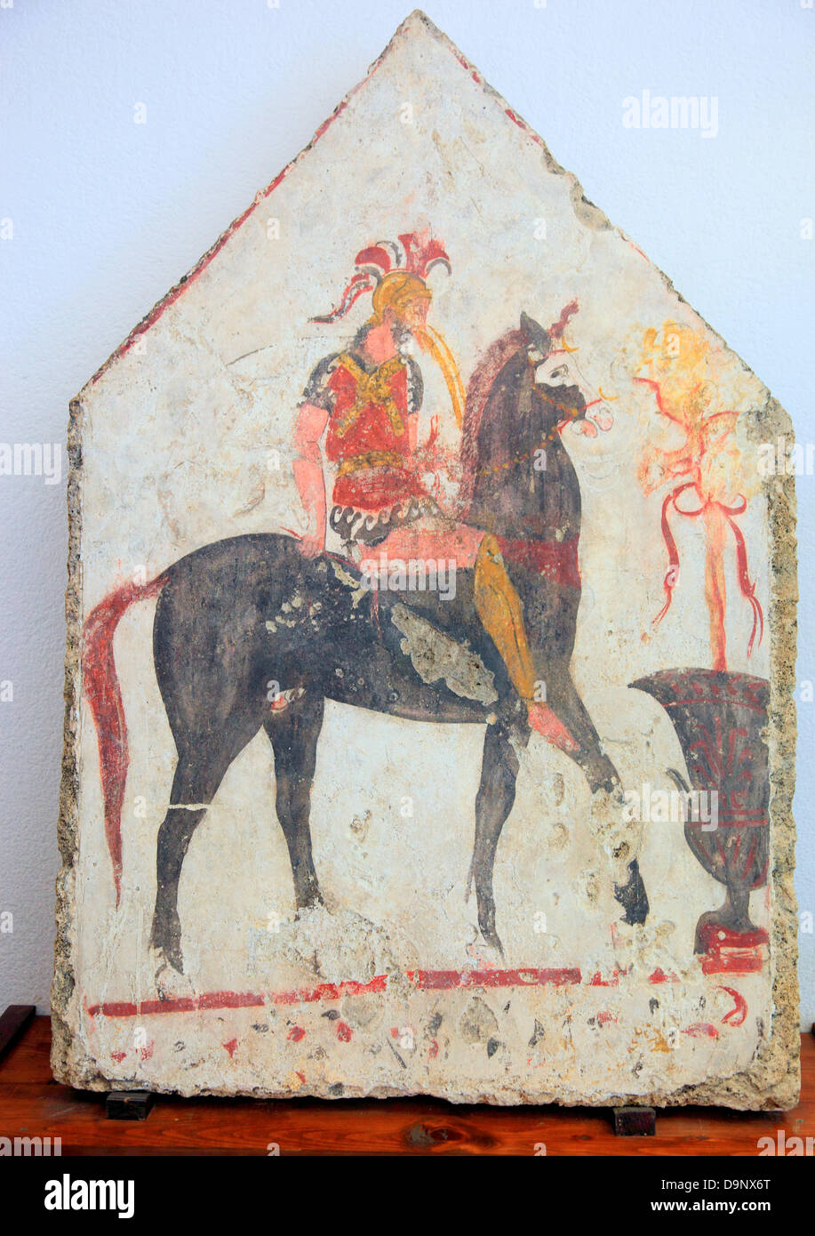 Grave of the black knight, riding in black, grave painting from a ...