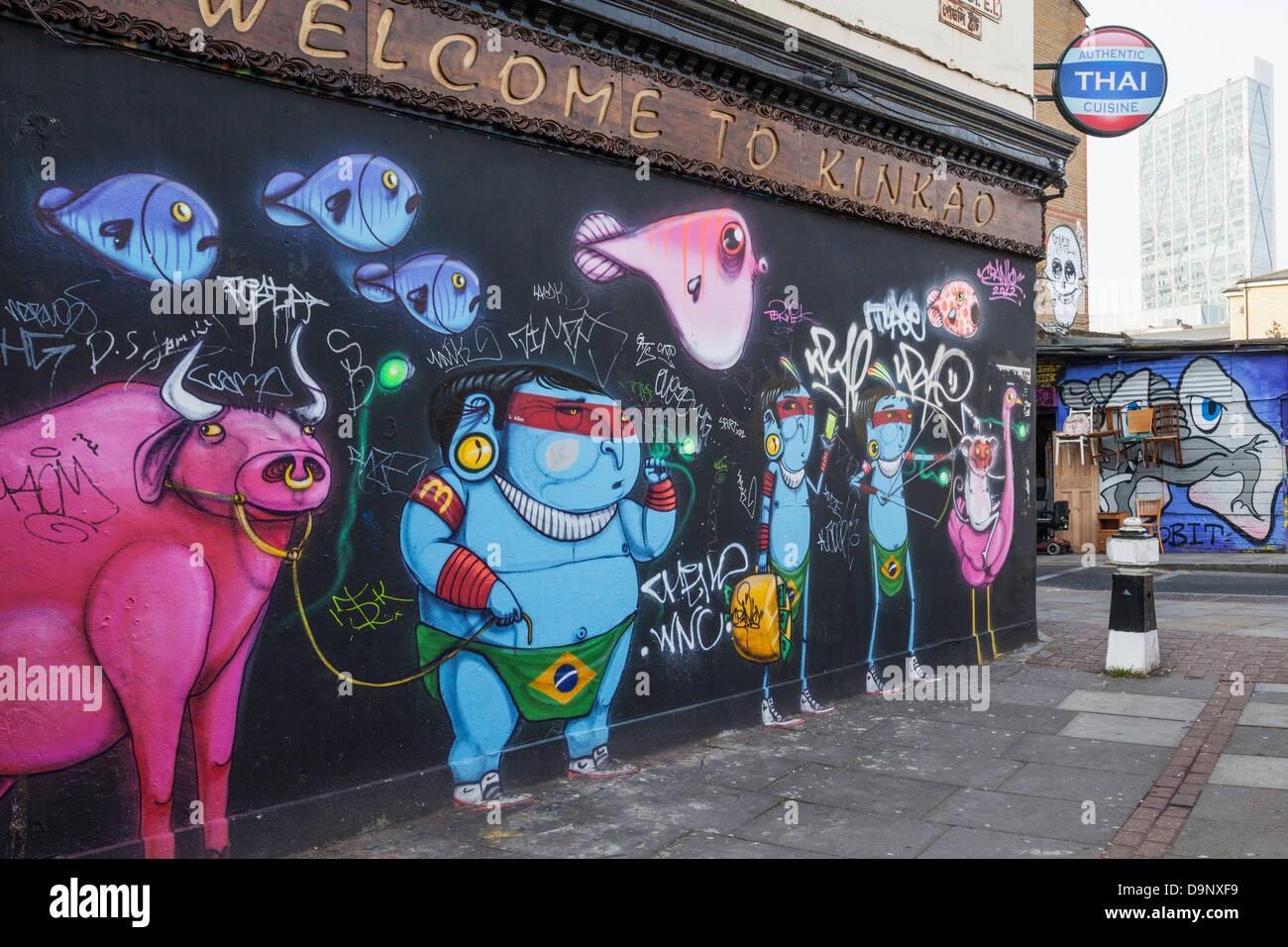 England, London, Shoreditch, Brick Lane, Wall Mural Stock Photo - Alamy