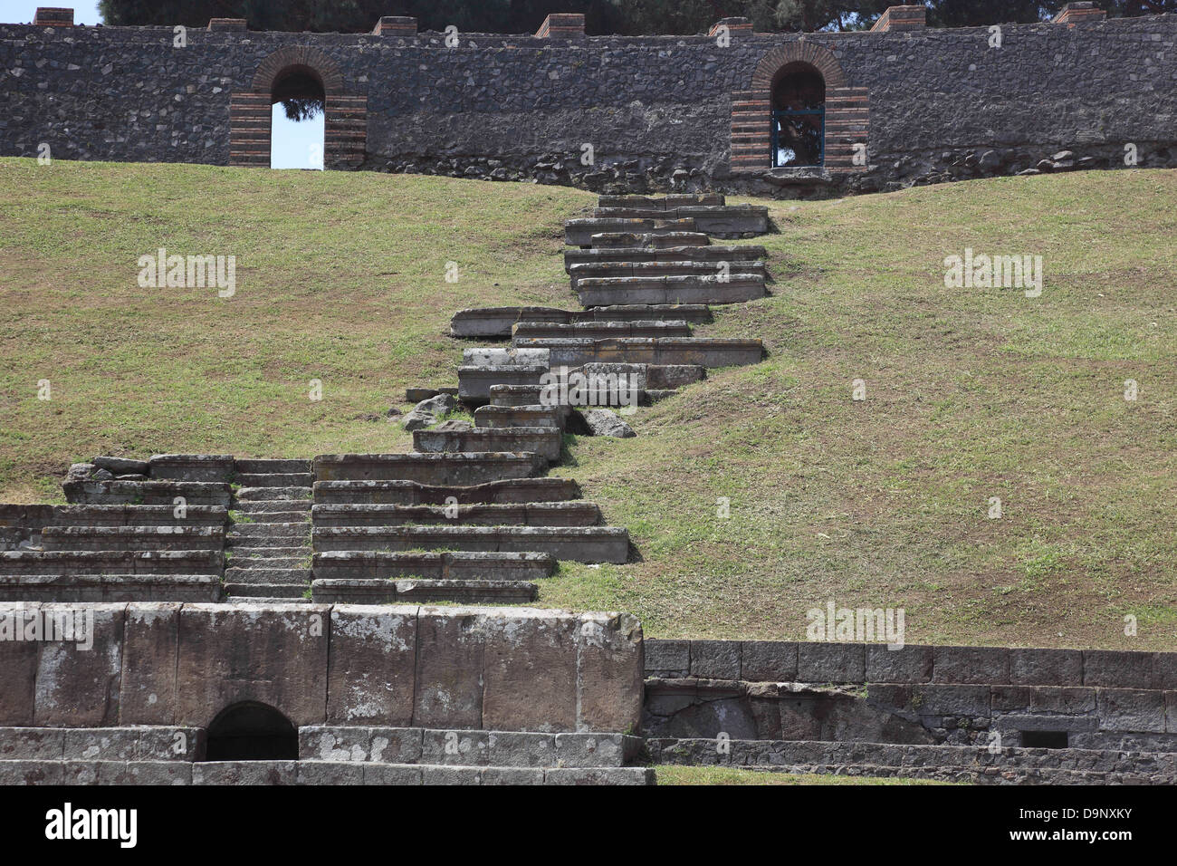 Ruins of the great amphitheater in Pompeii, Campania, Italy Stock Photo ...