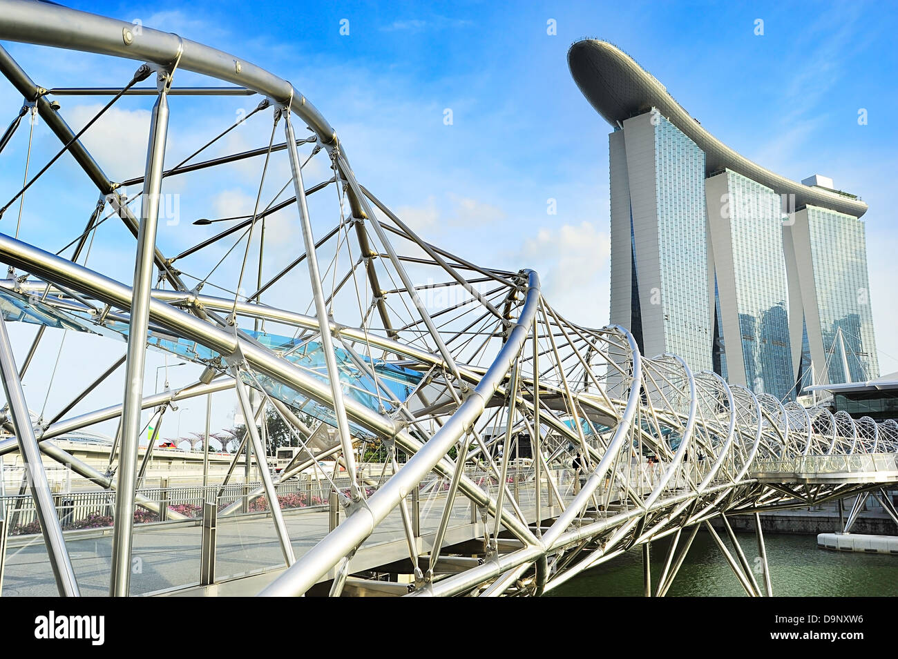 The Helix Bridge and Marina Bay Sands in Singapore Stock Photo - Alamy