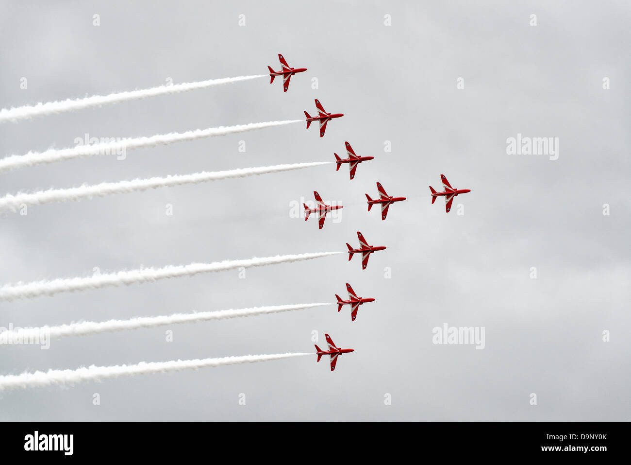 The Red Arrows in formation during their exciting aerobatic display at ...