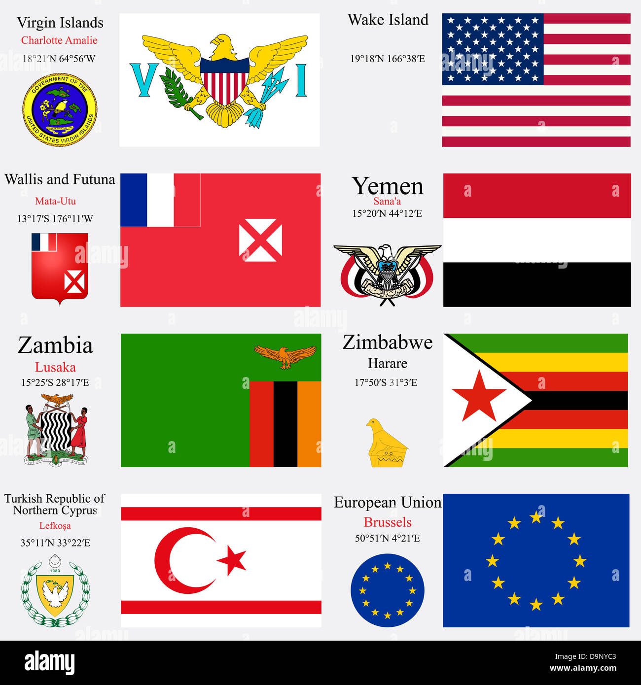 world flags and capitals set 27 Stock Photo - Alamy