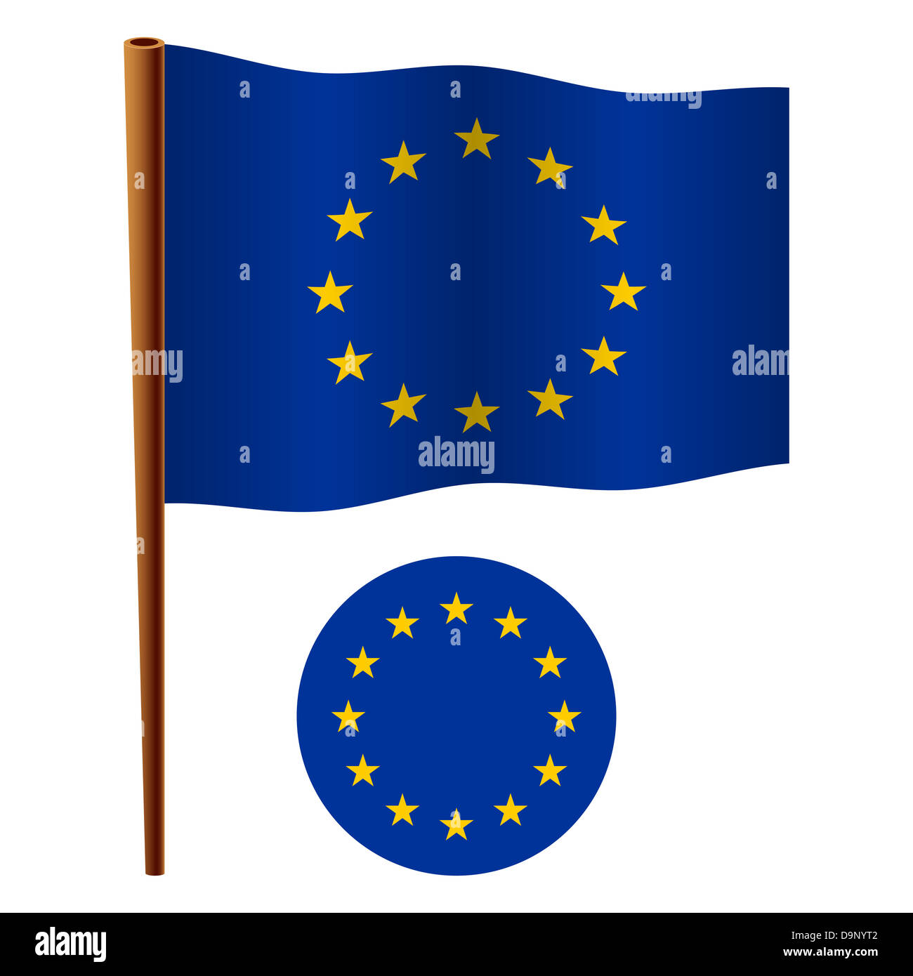 european union wavy flag and icon against white background, vector art ...