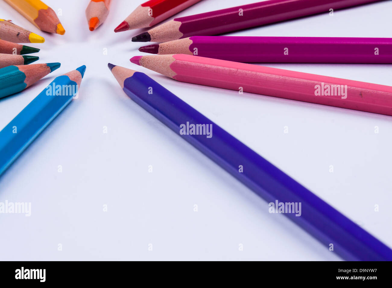 Pallet of colourful crayons on white background Stock Photo - Alamy