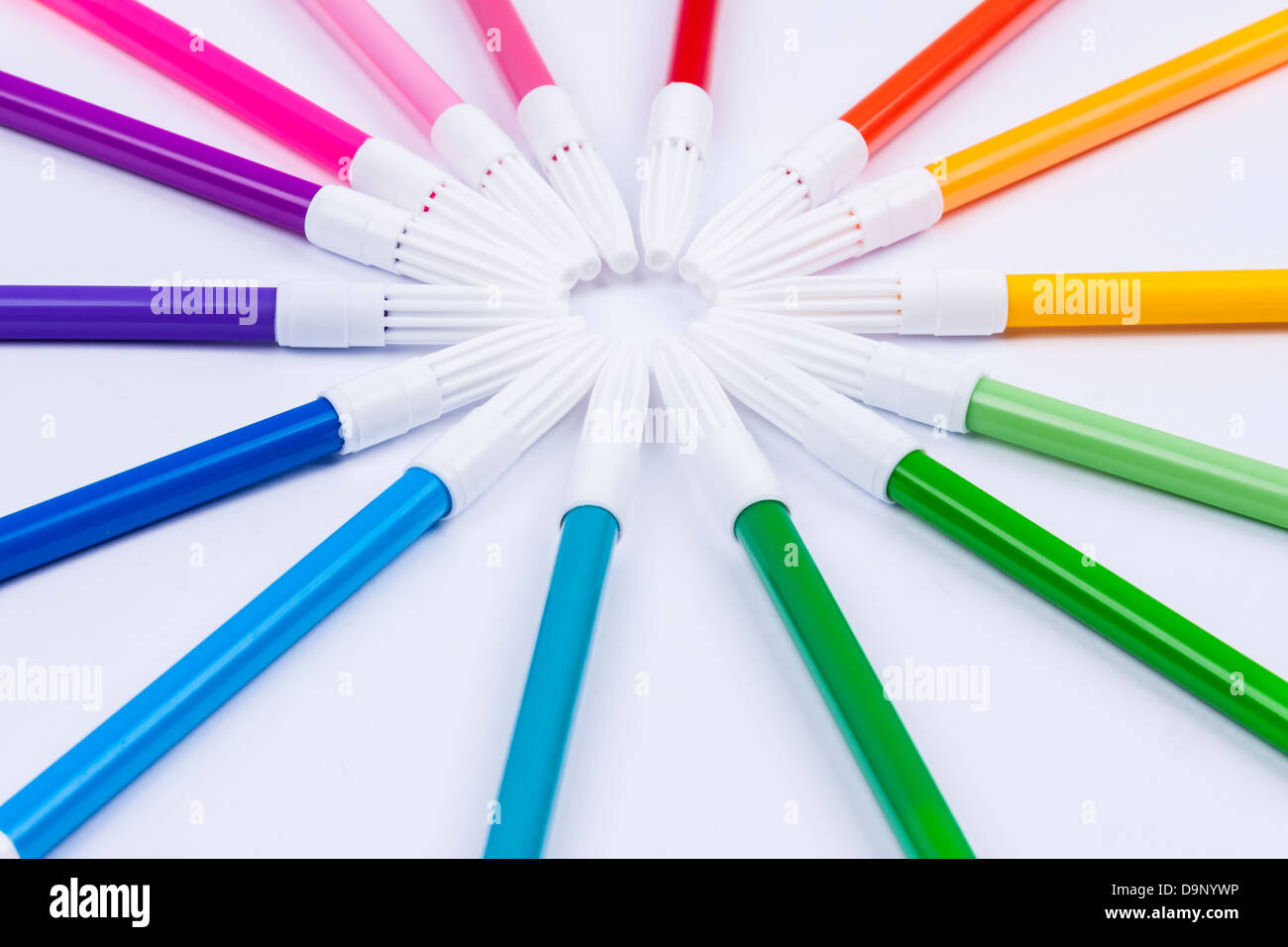 Pallet of colourful markers on white background Stock Photo - Alamy