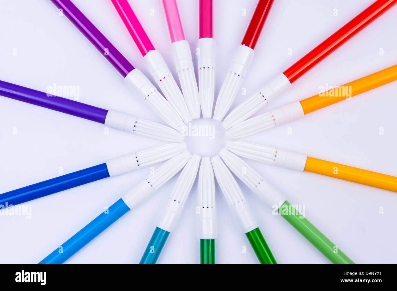 Pallet of colourful markers on white background Stock Photo - Alamy