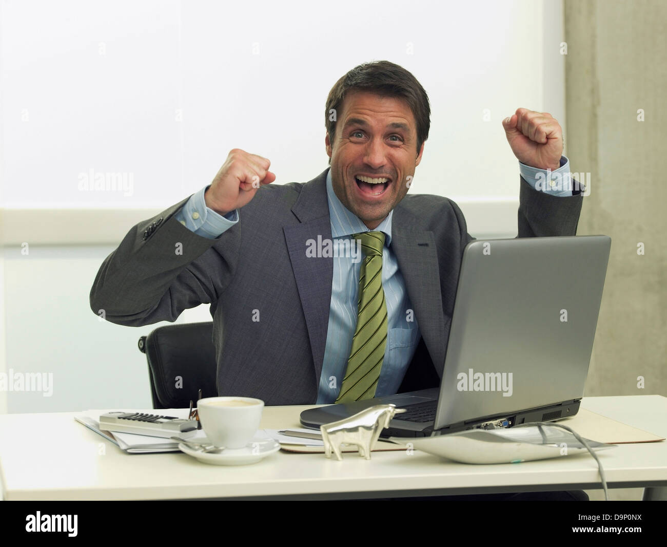 Jubilating business man Stock Photo - Alamy