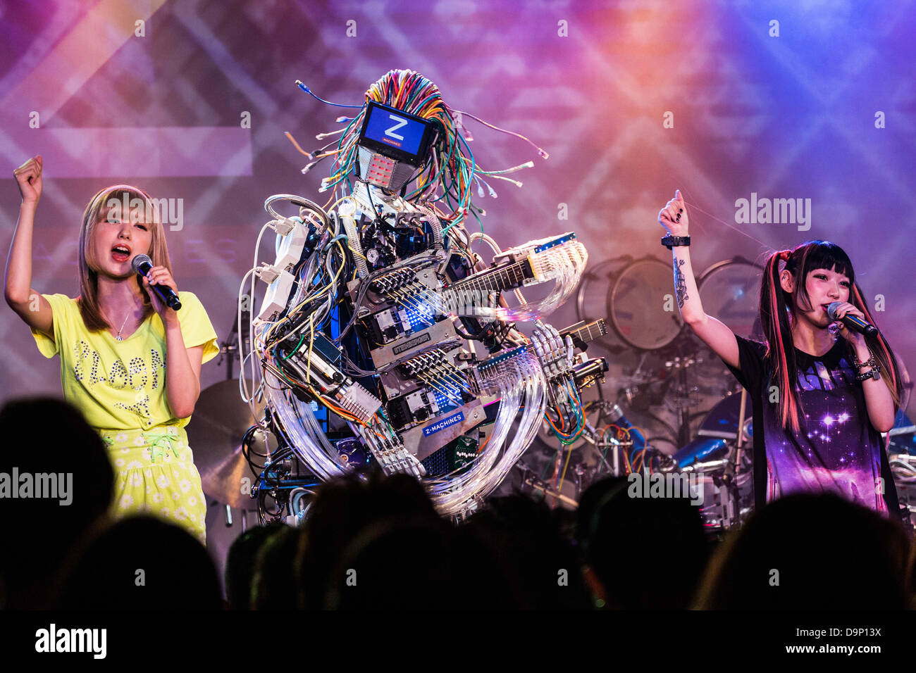 June 24, 2013, Tokyo, Japan - Japanese pop-duo Amoyamo perform on stage ...