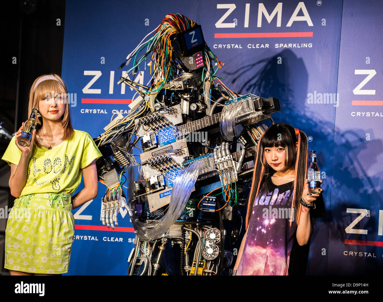 June 24, 2013, Tokyo, Japan - Japanese pop-duo Amoyamo pose on stage ...