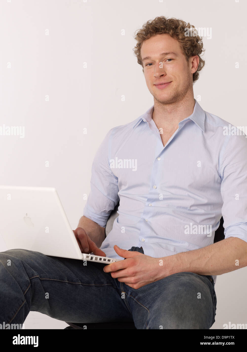 Man with Laptop Stock Photo - Alamy