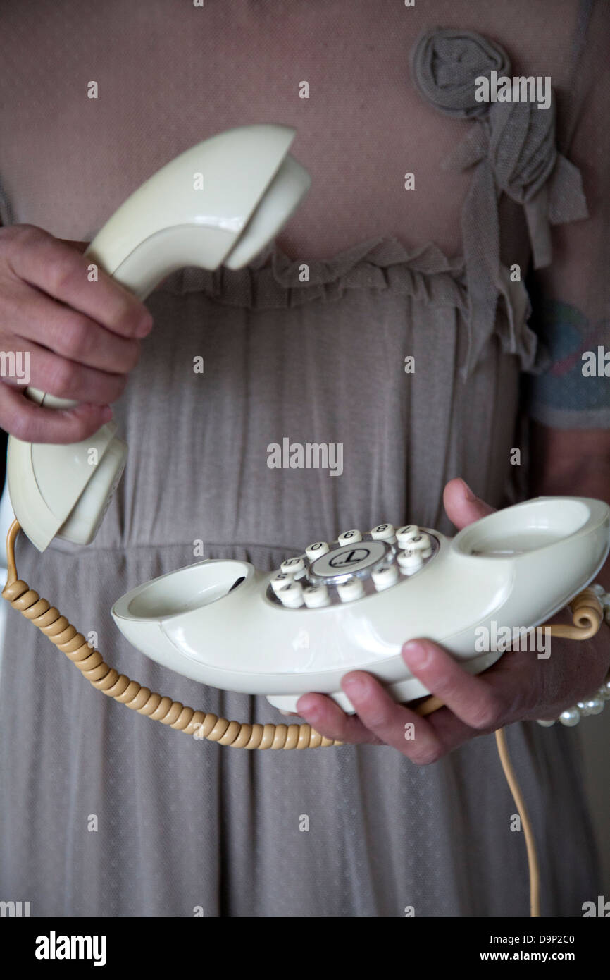 Woman old fashioned telephone hi-res stock photography and images - Alamy