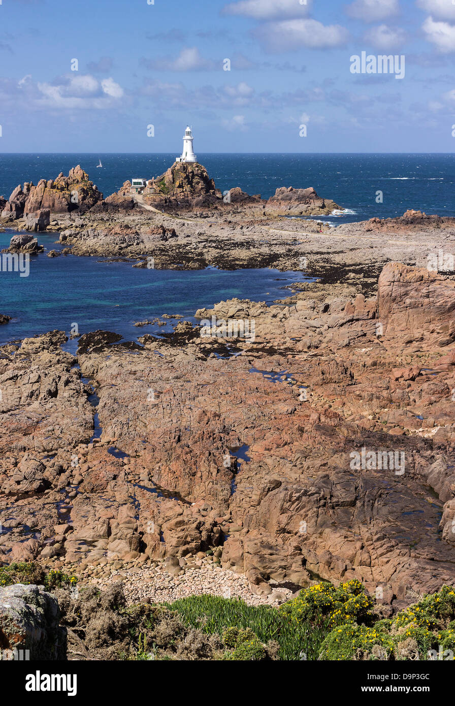 Corbiere, Lighthouse, Causeway, Jersey, Channel Islands Stock Photo - Alamy