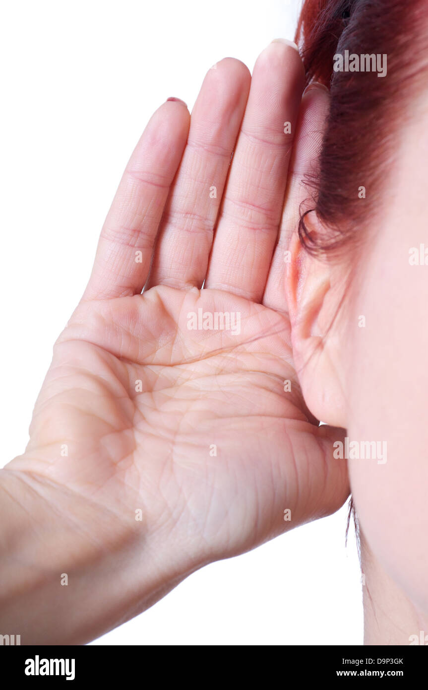 Young woman listening close up Stock Photo - Alamy