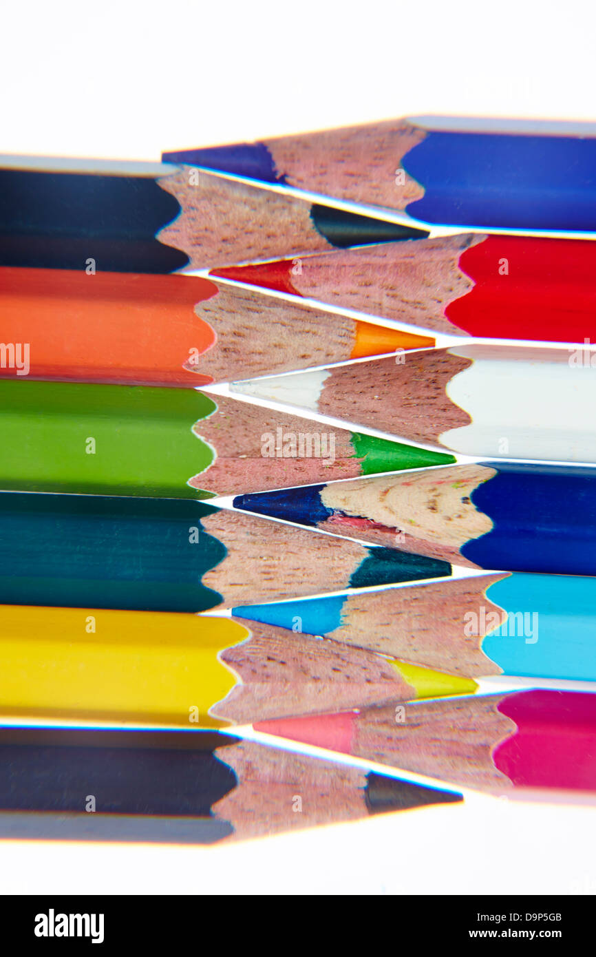 Colored pencils in a row Stock Photo - Alamy