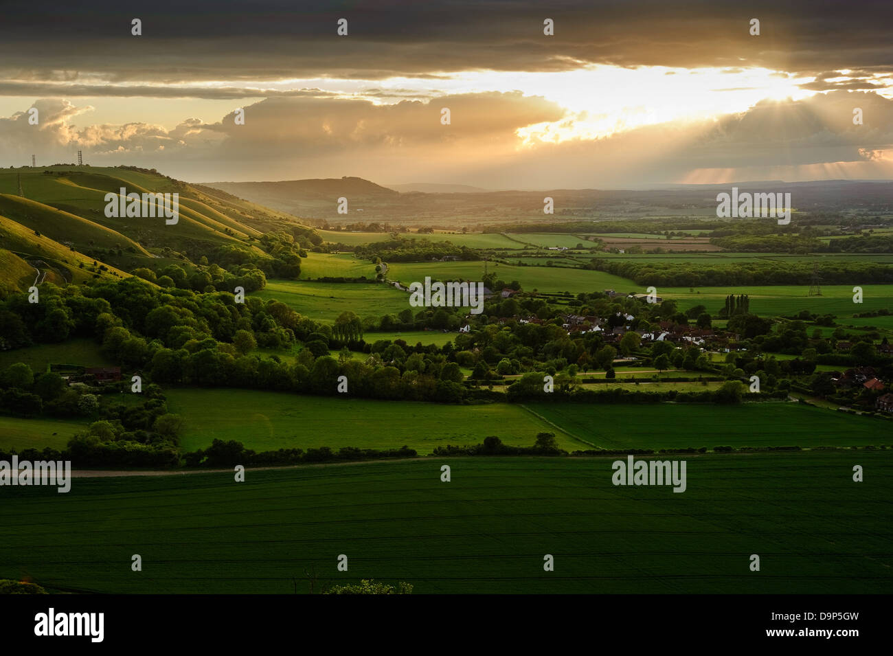 Beautiful landscape across rolling English escarpment countryside Stock ...
