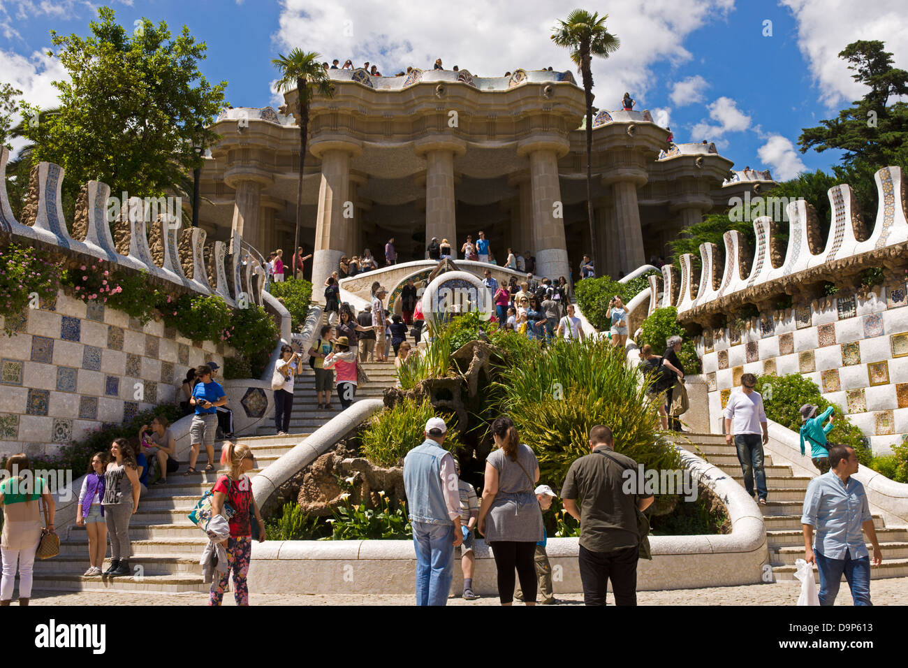 Double Staircase with Dragon, Parc Guell, Barcelona Stock Photo - Alamy