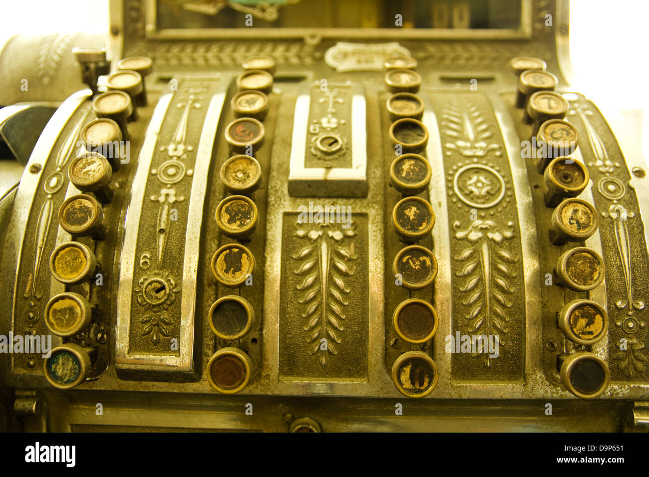 Cash register. Detail of an old cash register, charge in dollars Stock ...