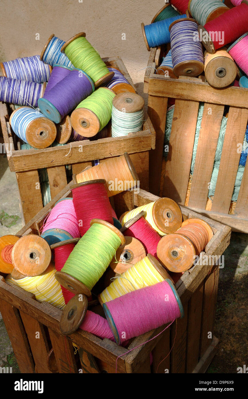 Colorful spools of thread Stock Photo - Alamy