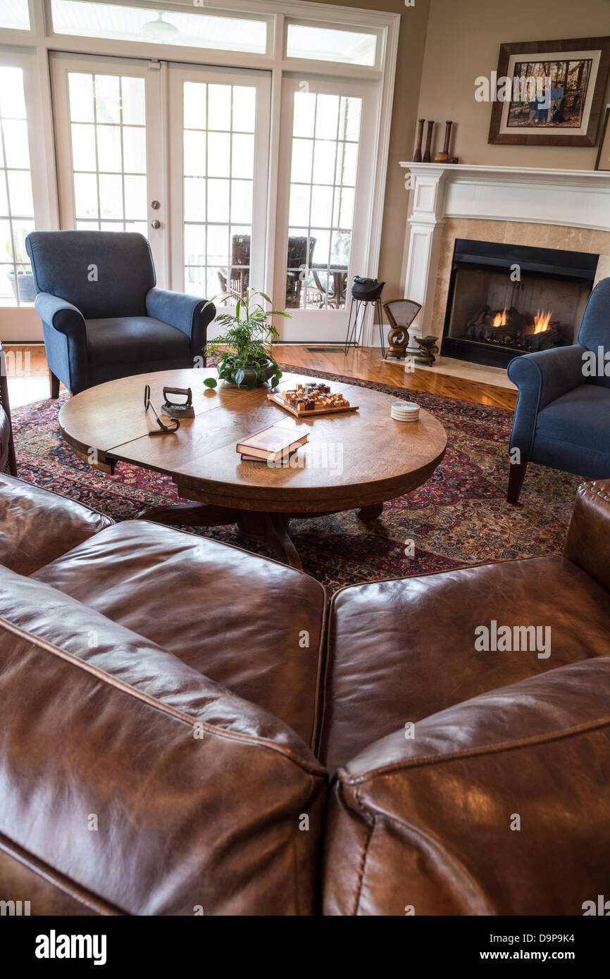 Inviting Family Room Home Interior Stock Photo - Alamy