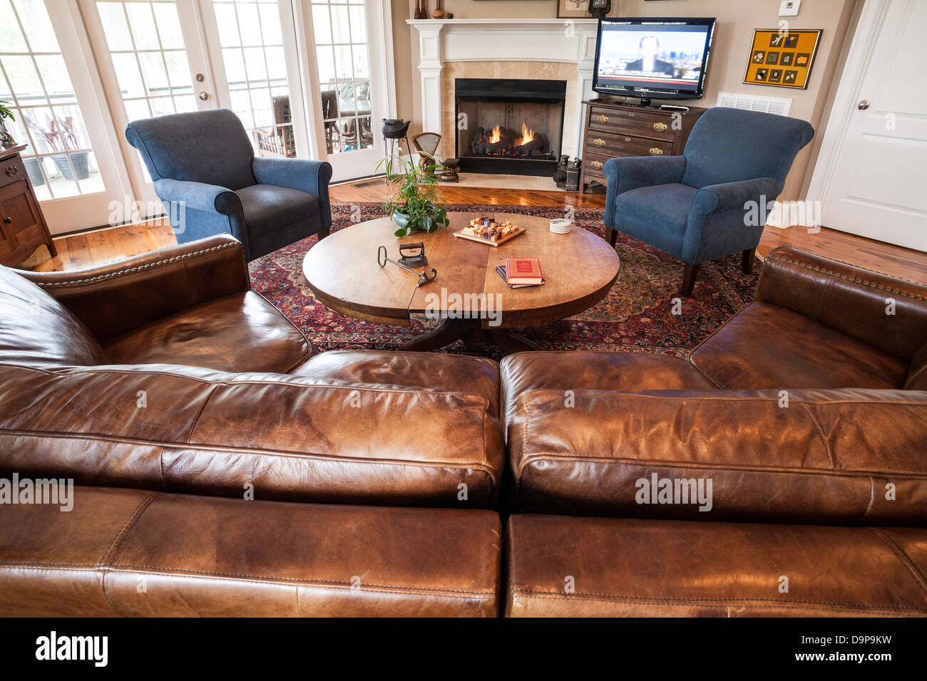 Inviting Family Room Home Interior Stock Photo - Alamy