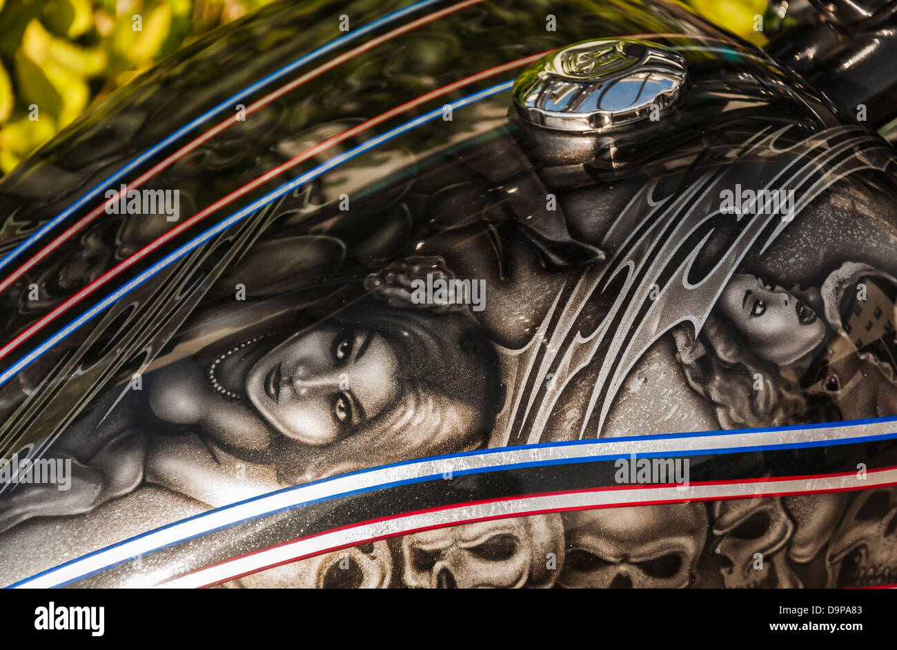 beatifull graffiti on an american motorcycle Stock Photo - Alamy