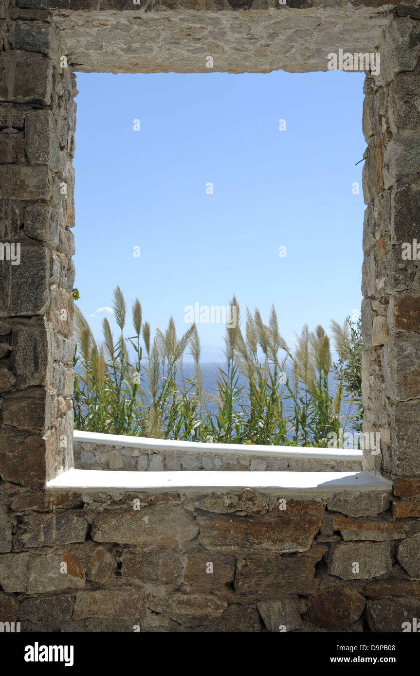 View through window to the ocean Stock Photo - Alamy