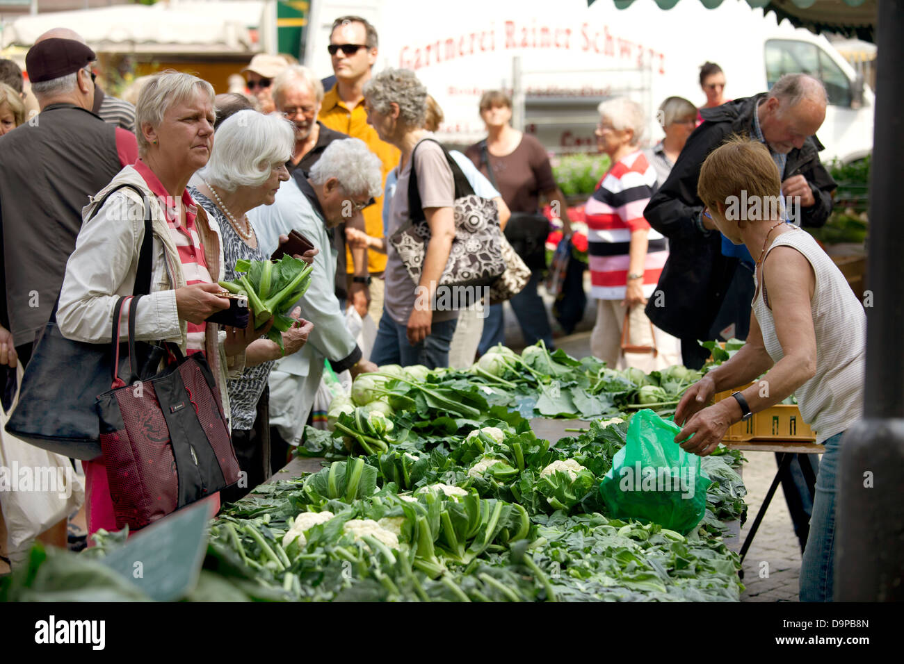 Market place in the Seaport City Husum in the North of Germany with ...