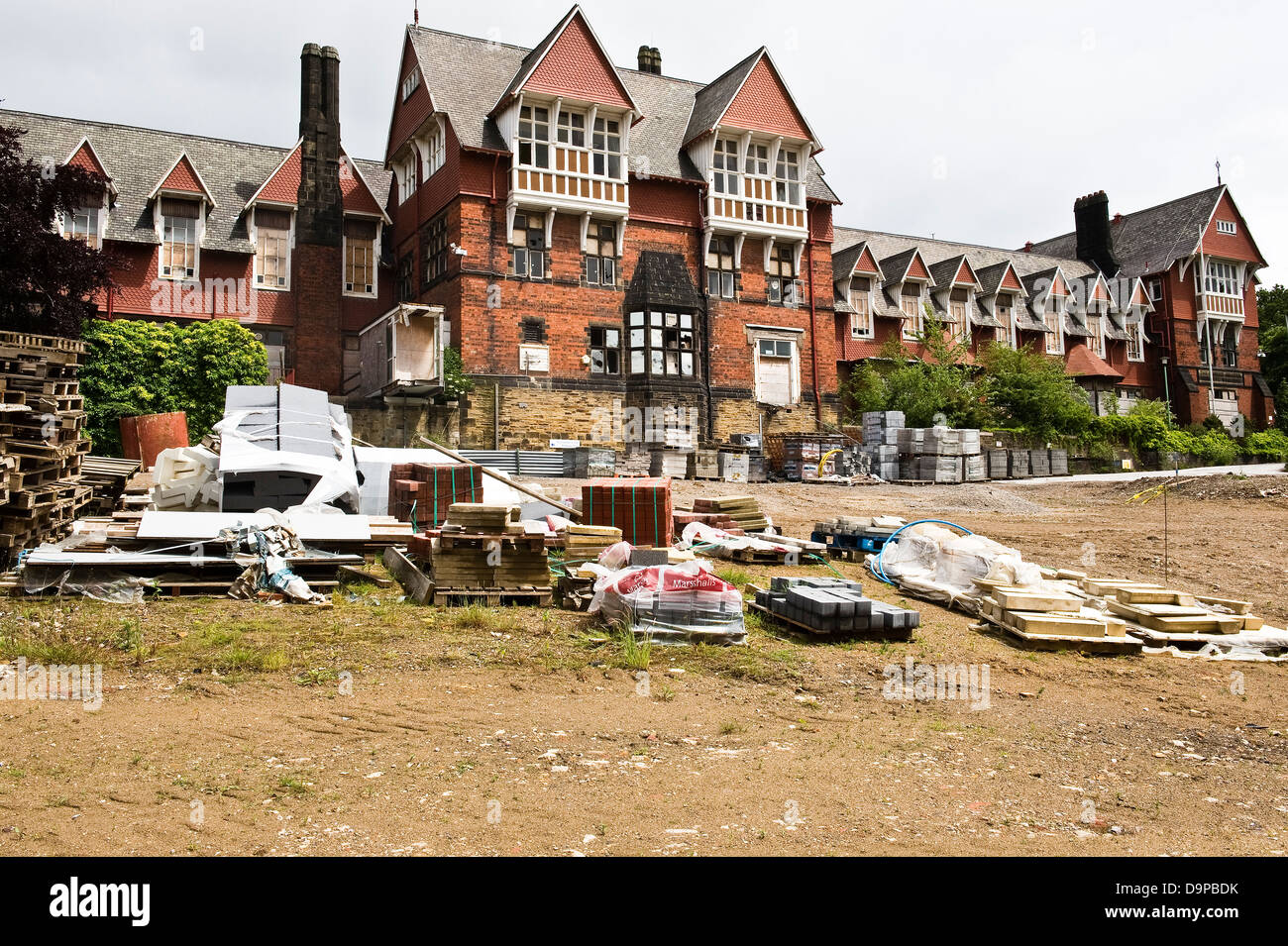 Building material on the front of former Cookridge Hospital, Silk Mill ...