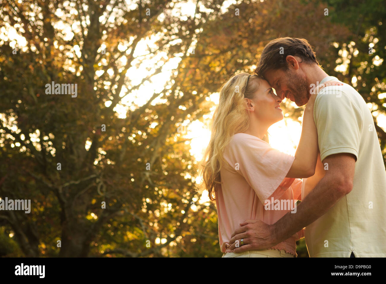 Man woman relax under the sun in green park hi-res stock photography ...