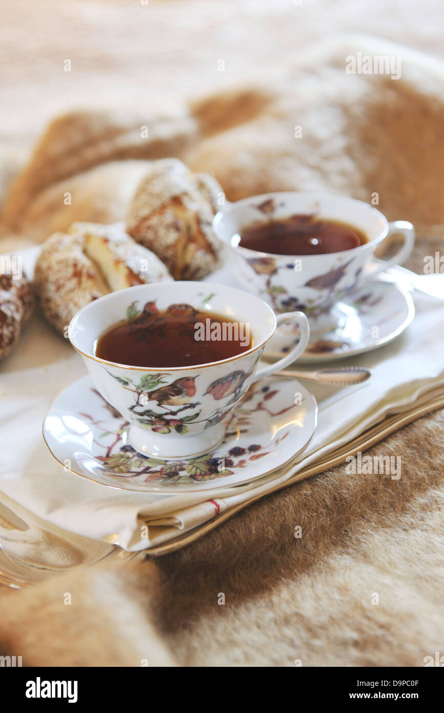 Tea service and pastry Stock Photo - Alamy