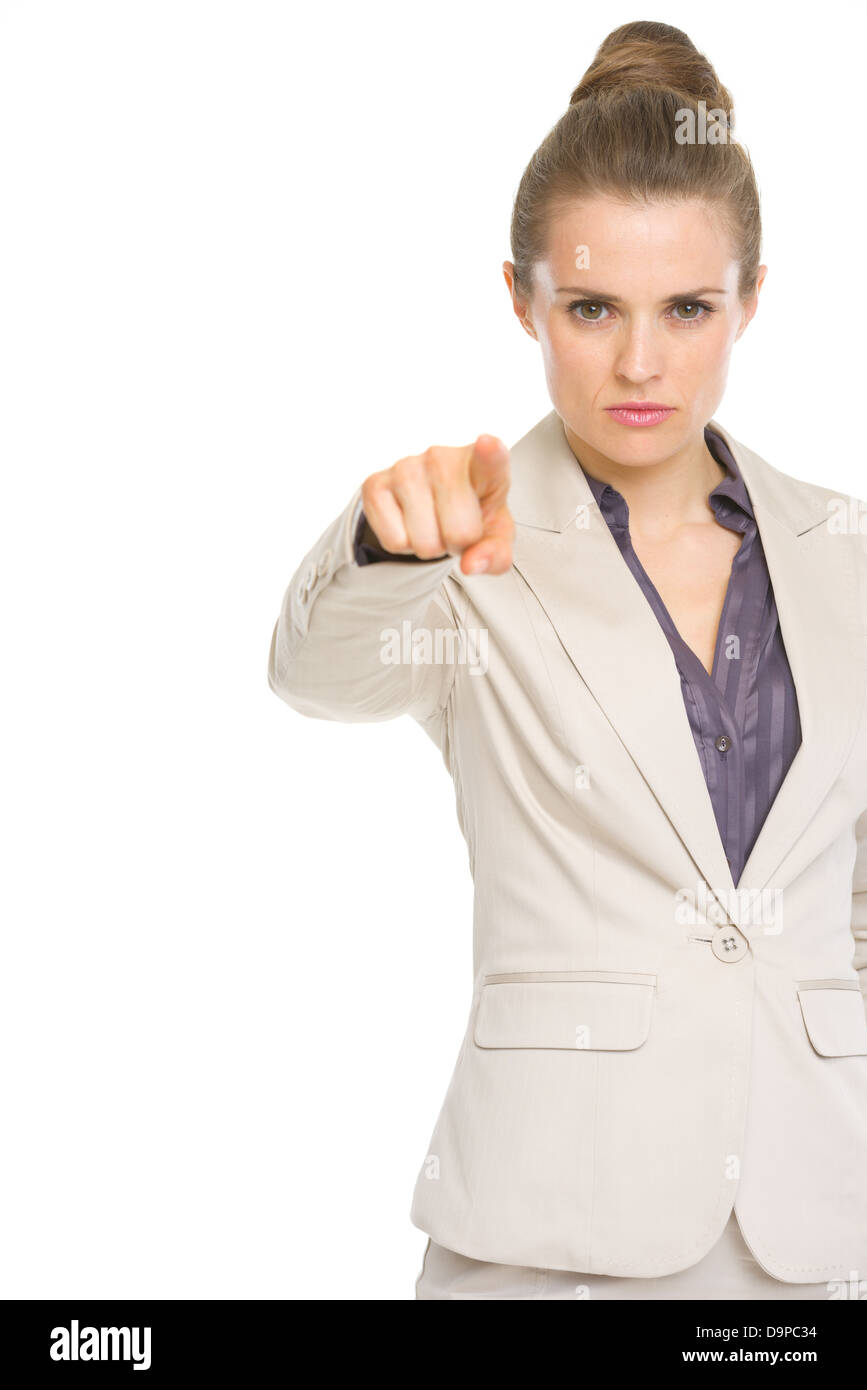 Serious business woman pointing in camera Stock Photo - Alamy