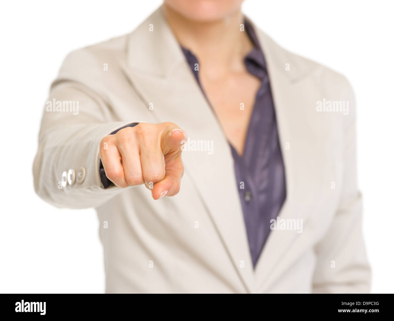Closeup on business woman pointing in camera Stock Photo - Alamy