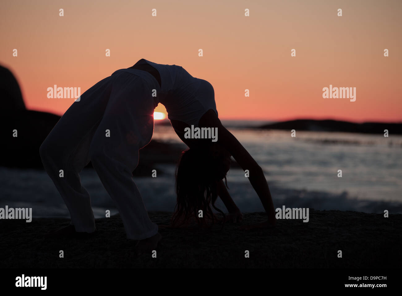 Yoga pose in silhouette hi-res stock photography and images - Alamy