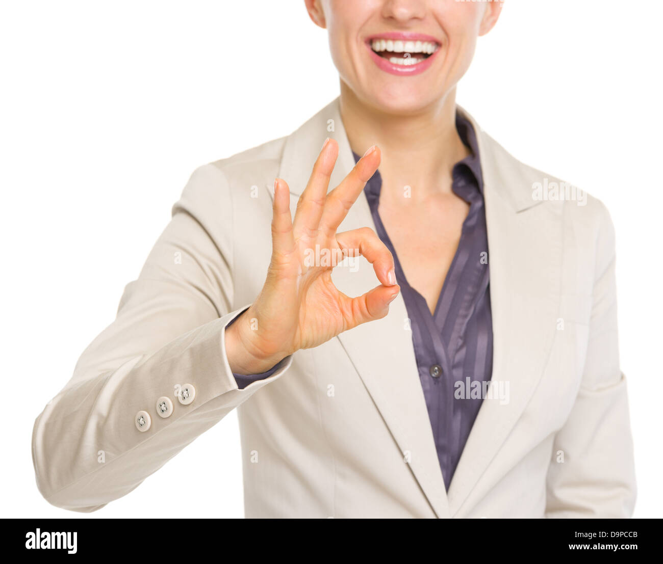Smiling business woman showing ok hi-res stock photography and images - Alamy