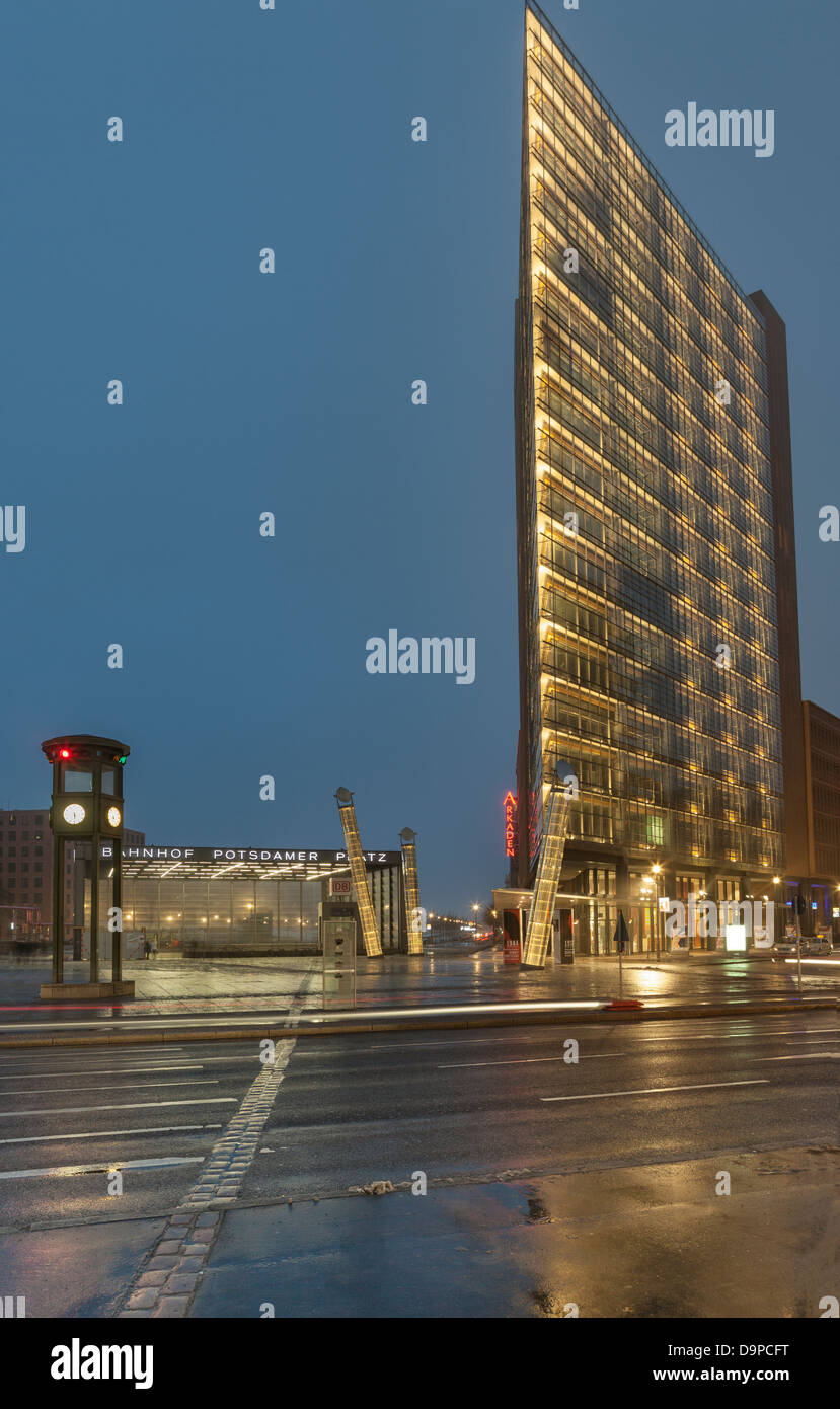 The Kollhoff Tower Buiding at night,Potsdamer Platz,Berlin,Germany ...