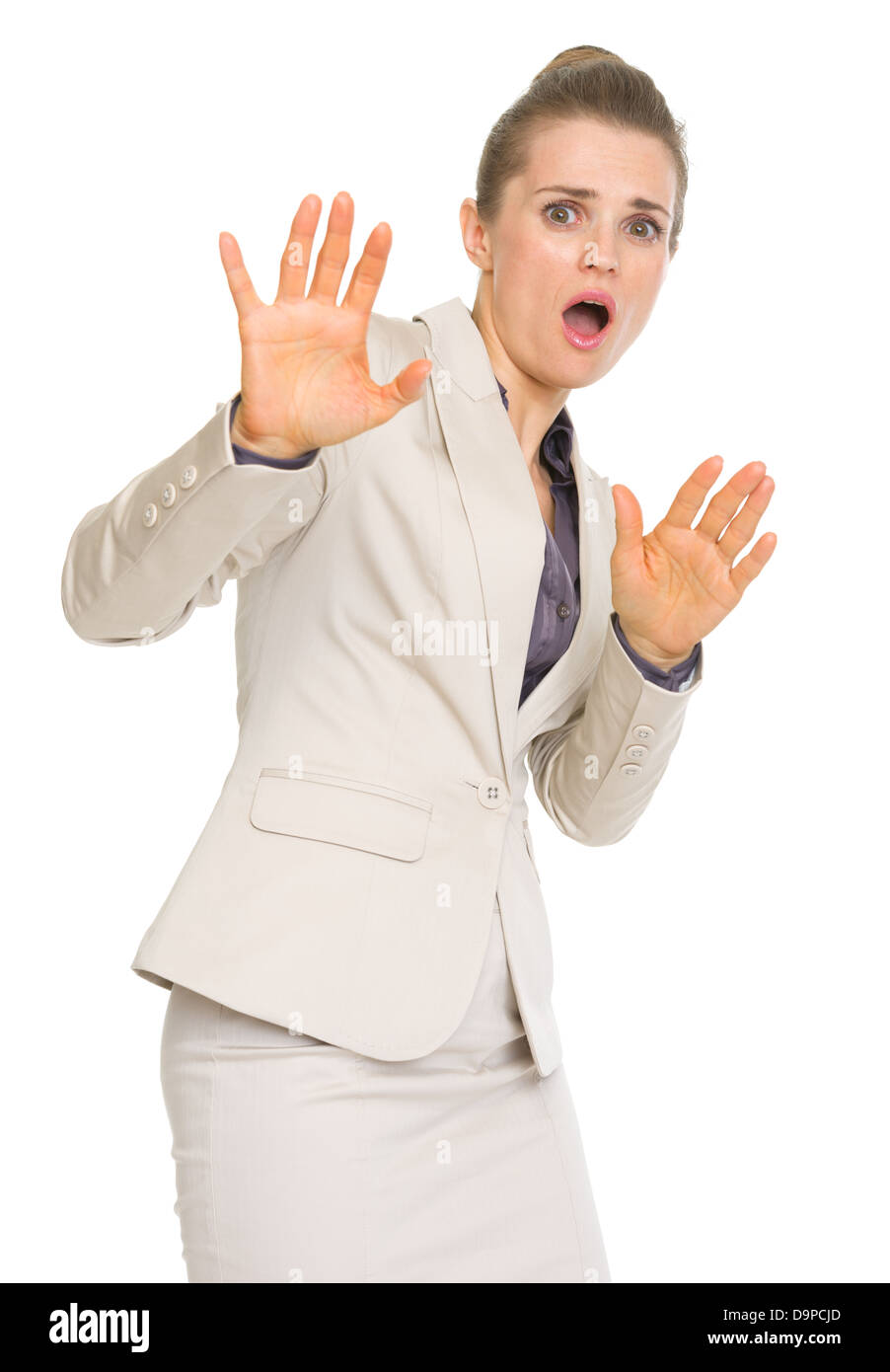 Portrait of scared business woman Stock Photo - Alamy