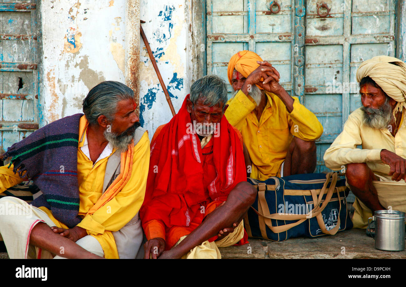 Sadhu - Indian holy-men sitting in the temple Stock Photo - Alamy