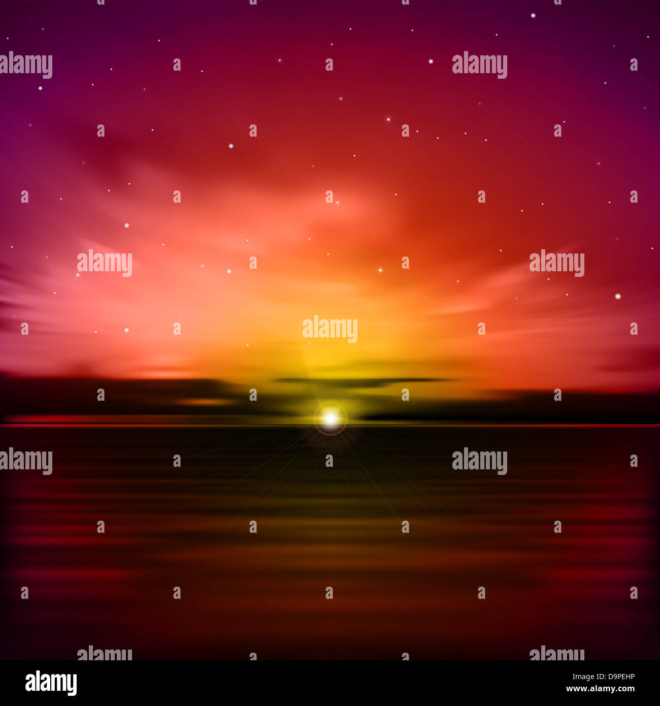 abstract red nature background with clouds and sea sunrise Stock Photo ...